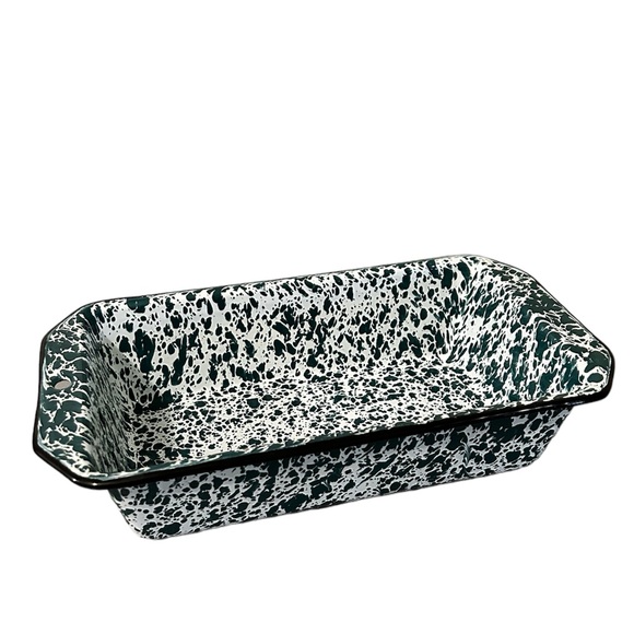 Kitchen | Vintage Enamelware Green White Bread Pan Excellent Condition ...